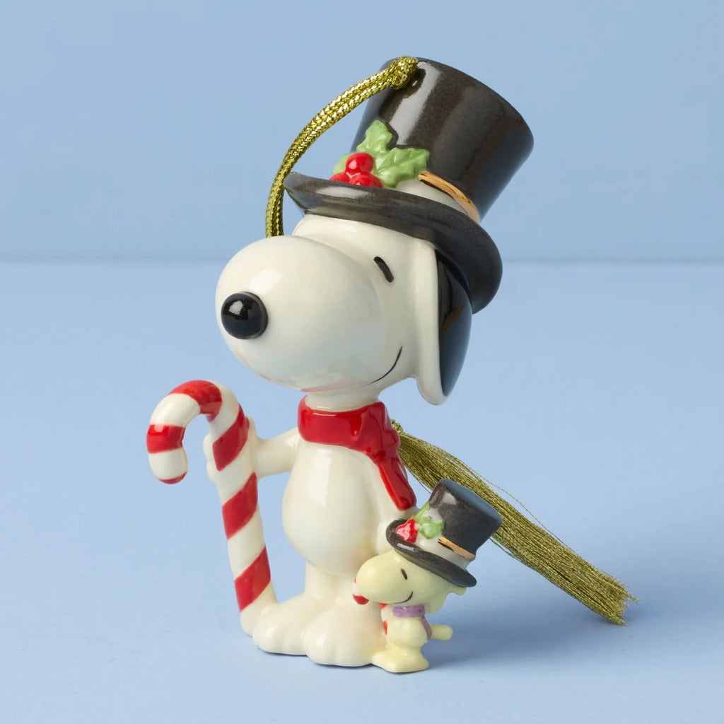 Lenox Snoopy & Woodstock With Candy Cane Ornament – Annual Ornaments