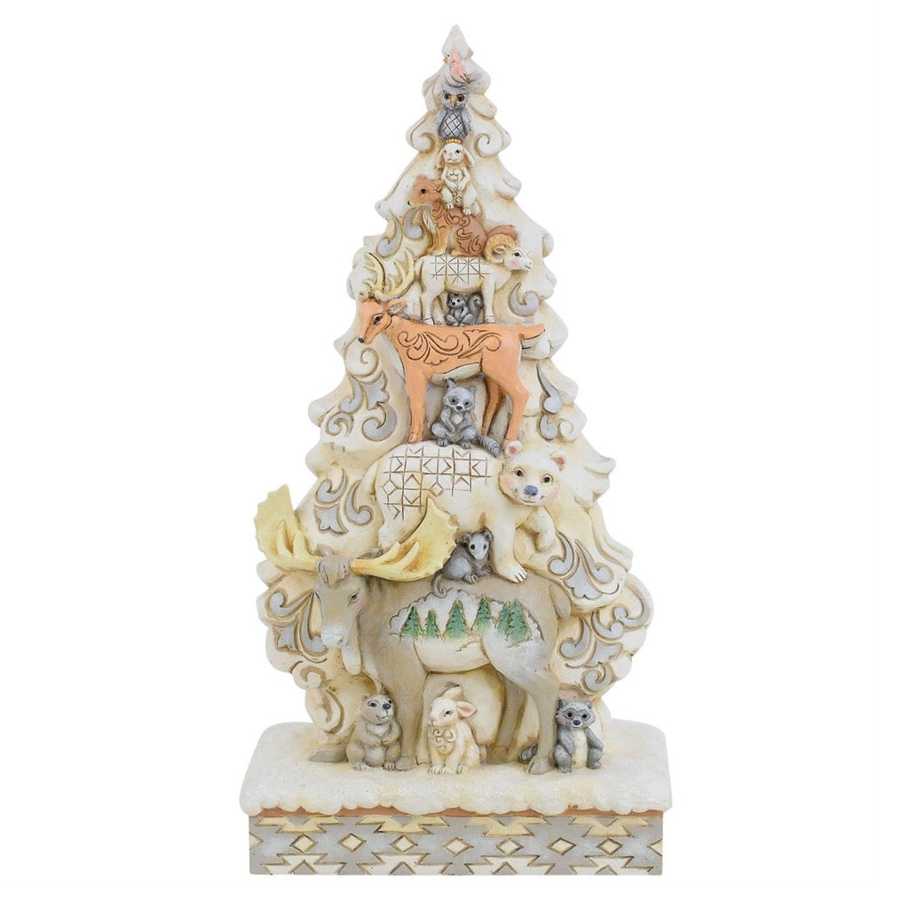 Jim Shore White Woodland Stacked Animals Figurine – Annual Ornaments
