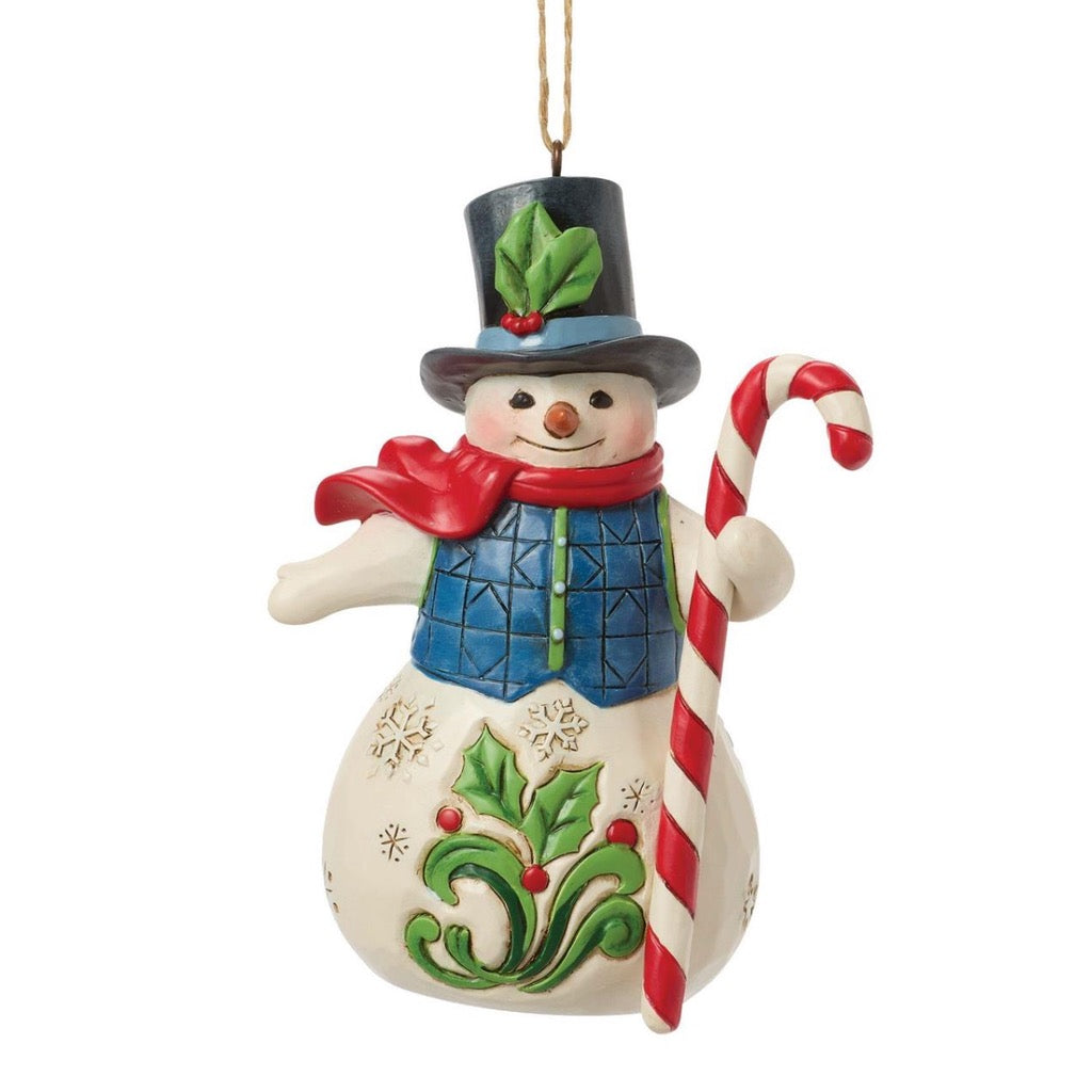 Jim Shore Snowman With Candy Cane Ornament – Annual Ornaments